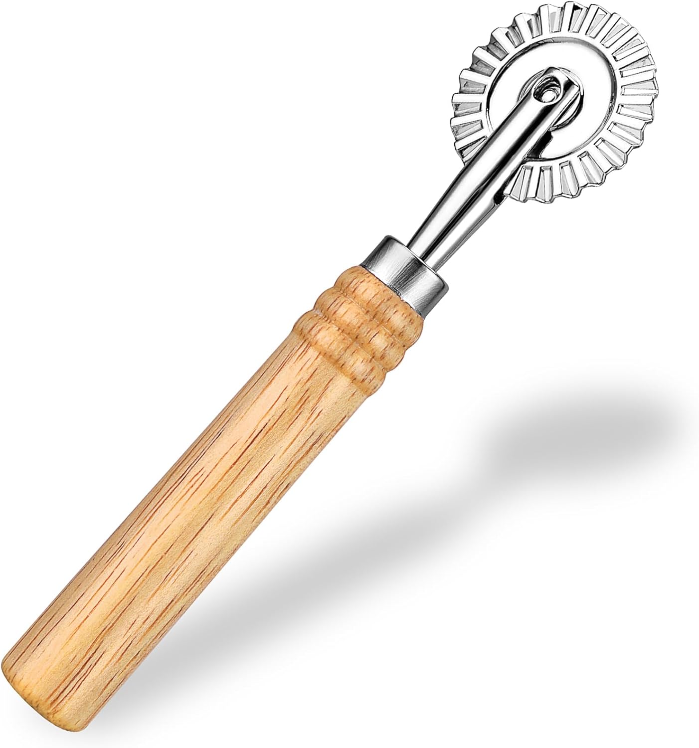 COMNICO Pasta Cutter Wheel Zinc Alloy Long Wooden Handle Ravioli Stamp ...