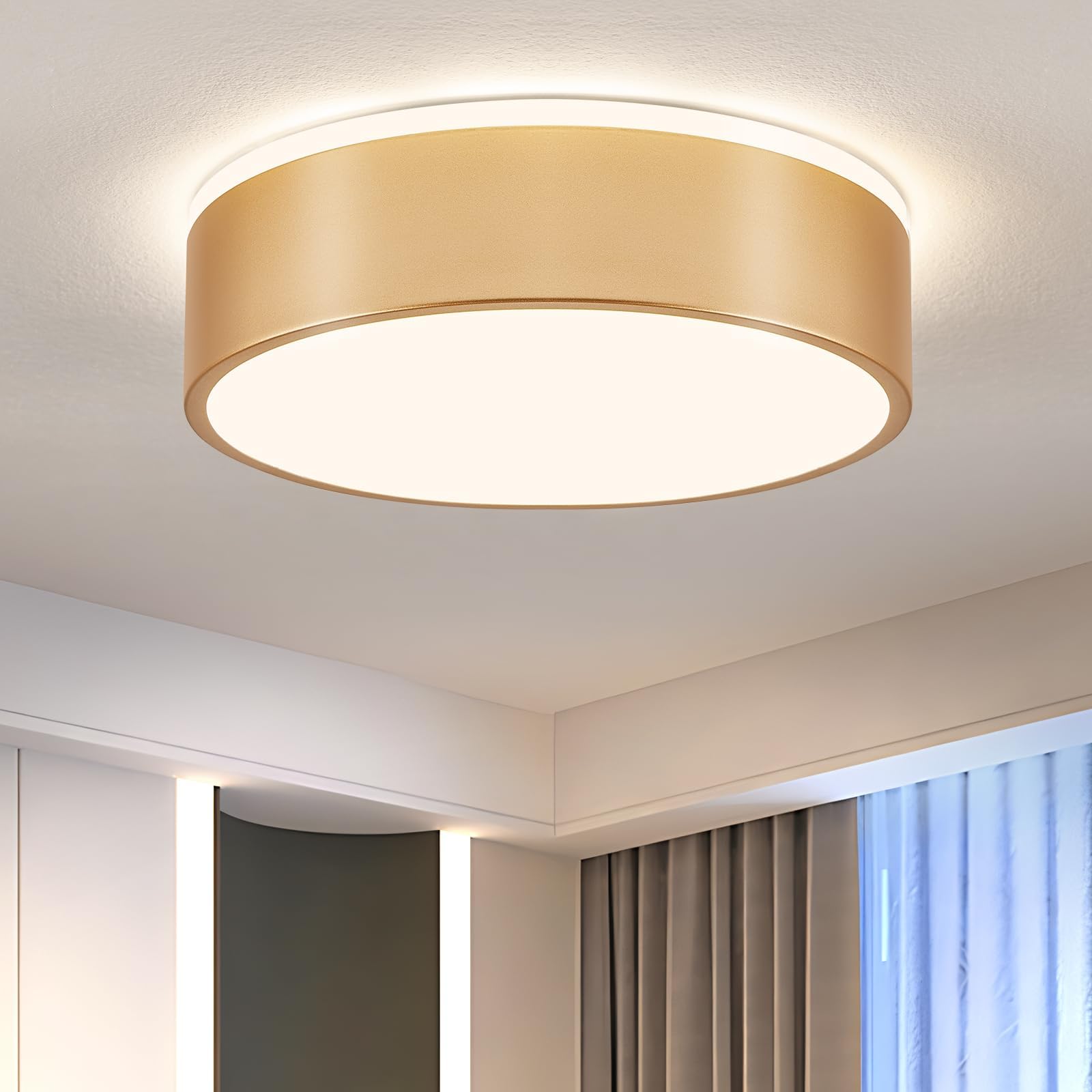 VIOLOEMI Modern Gold LED Ceiling Light, Minimalist Flush Mount Light ...