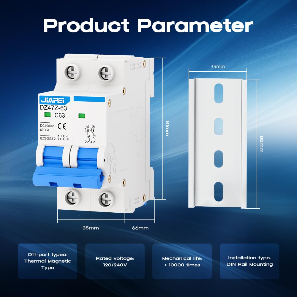 Snapklik.com : DC Miniature Circuit Breaker, 1000V 2 Pole 63 Amp ...