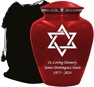Amazon.com: Star of David Blue Cremation Urn for Human Ashes, Jewish ...
