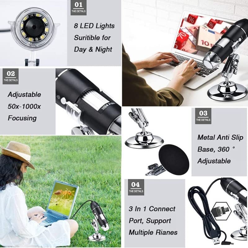 Snapklik.com : JOEBO Microscope Kit USB Digital Microscope 1000X ...