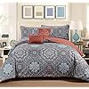 Amazon.com: RT Designers Collection Genesis Five-Piece Quilt Set, Queen ...