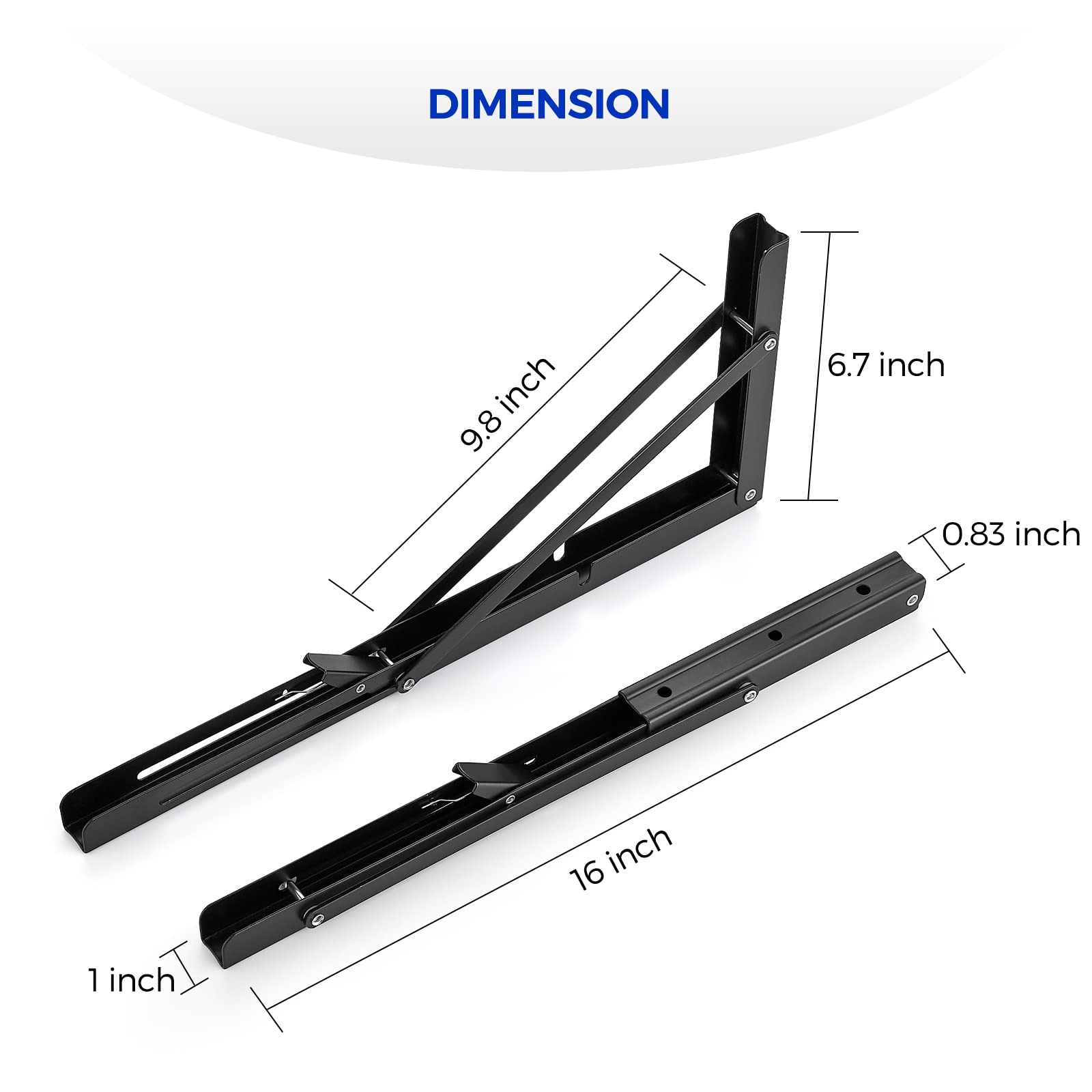 Snapklik.com : Ravinte 16 Inch Folding Shelf Brackets - Matte Black ...