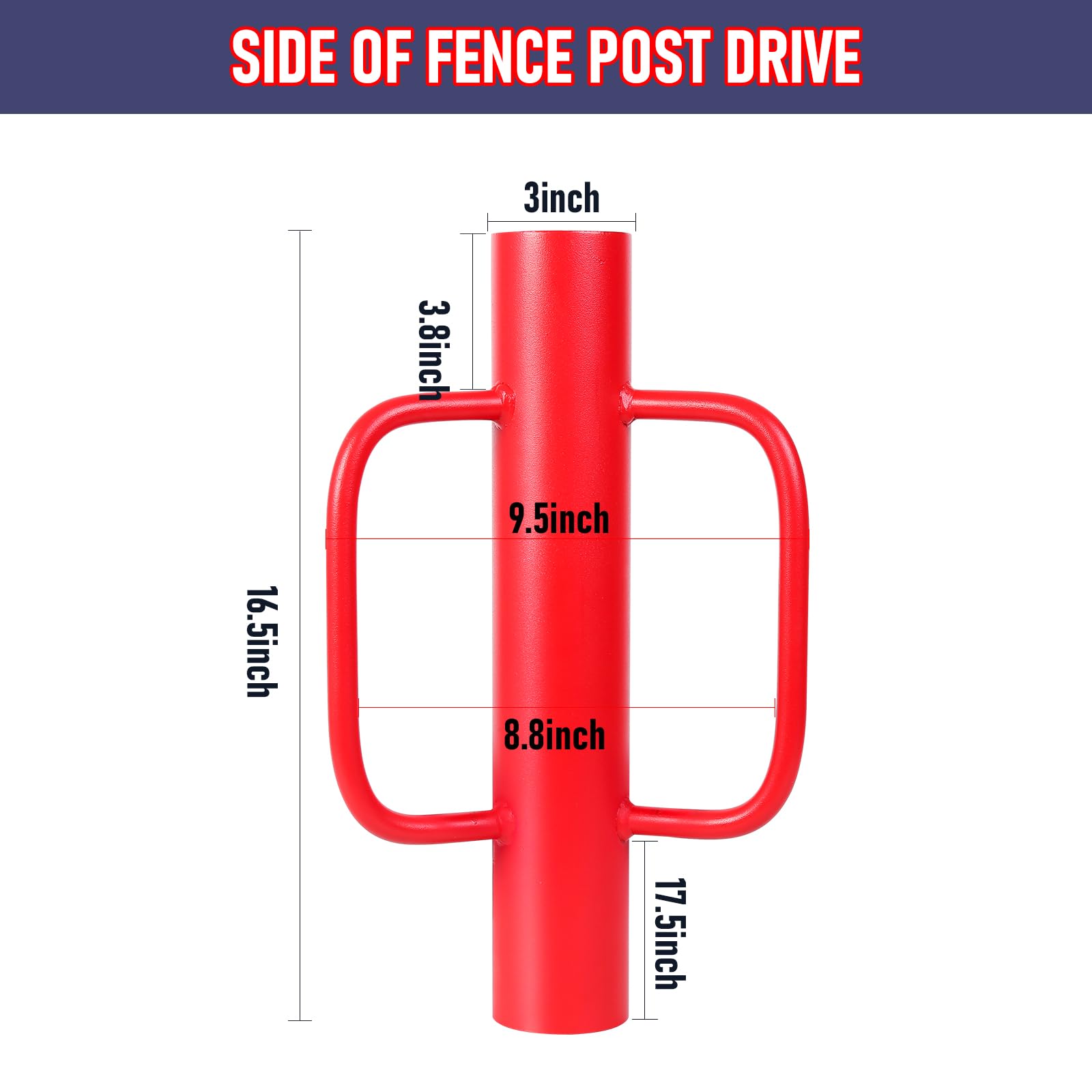 Snapklik.com : Nrspp Black Fence Post Driver16.5 Inch T Post Driver ...