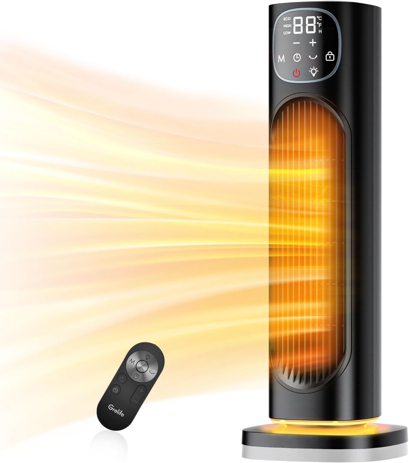 Amazon.com: Grelife Space Heater, Quiet Electric Heater with Night ...