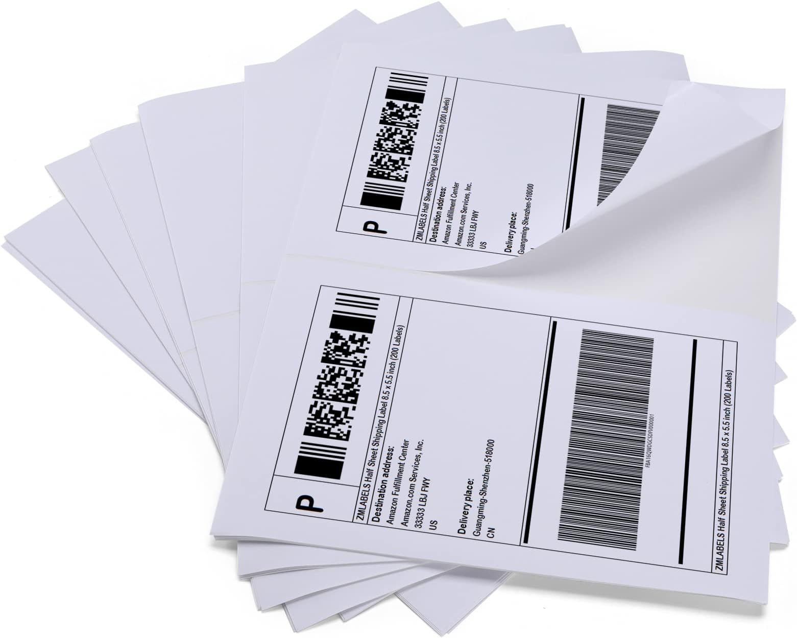 Amazon.com : ZMLABELS Half Sheet Shipping Label, Adhesive Printer Paper ...