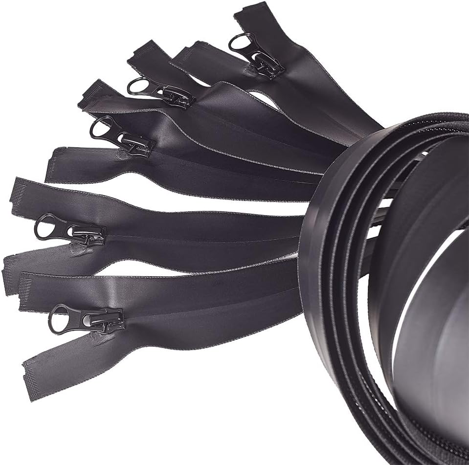 BENECREAT 5PCS #5 80cm Waterproof Nylon Zippers, Black Waterproof ...