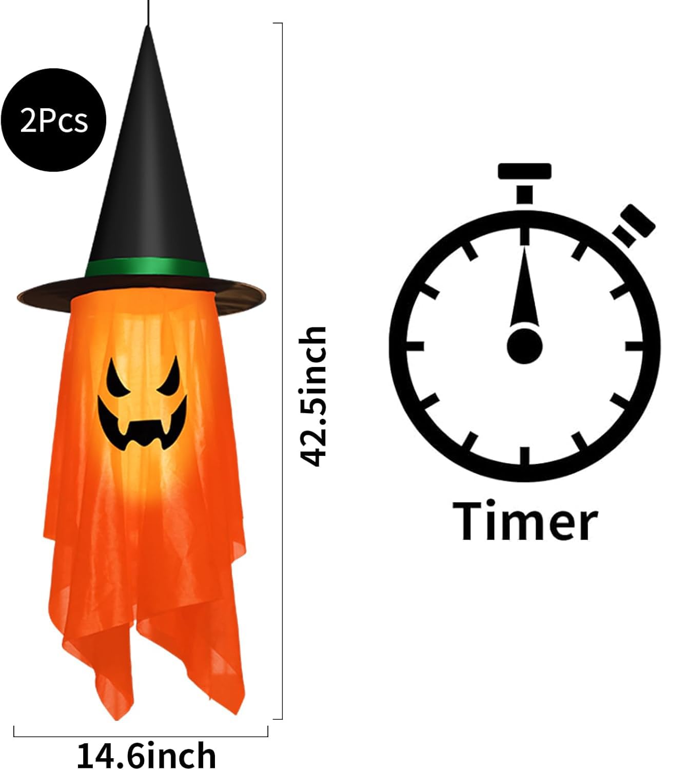 Snapklik.com : Timer Halloween Hanging Lighted Glowing Pumpkin Witch ...