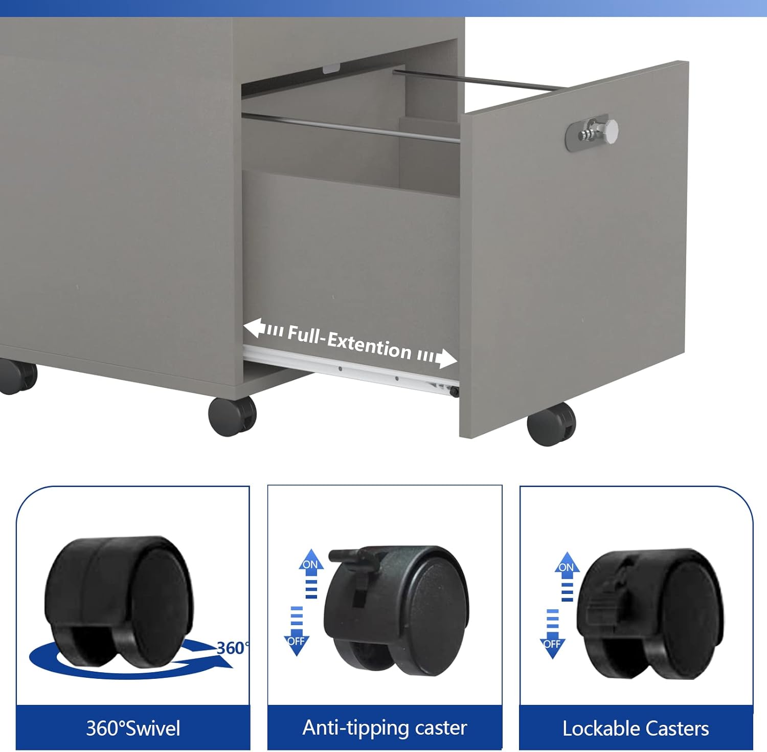 Koifuxii 2-Drawer Wood File Cabinet with Lock Mobile Lateral Rolling ...