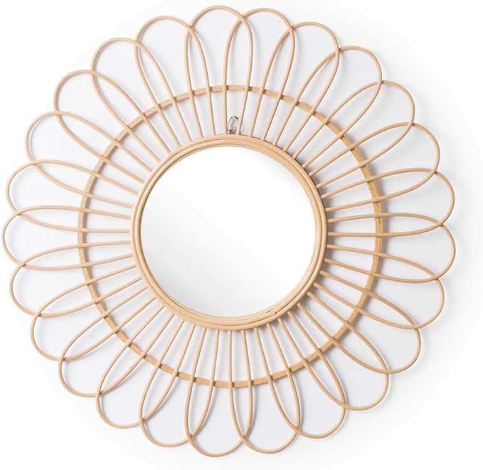 Black Velvet Studio Round decorative Mirror, natural rattan, boho chic ...