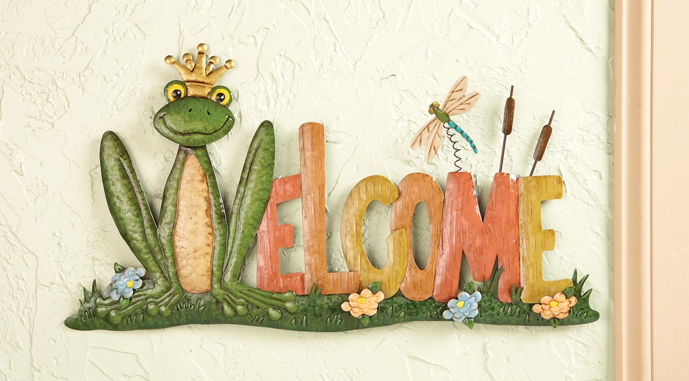 Froggy Welcome Sign Metal Wall Décor : Amazon.ca: Home