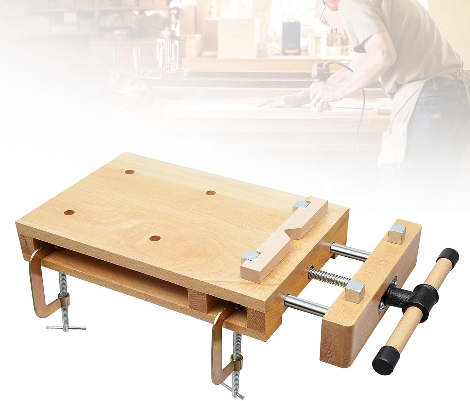 Woodworking Bench Vise, Portable Wooden Workbench 53 x 28 x 7 cm Mini ...