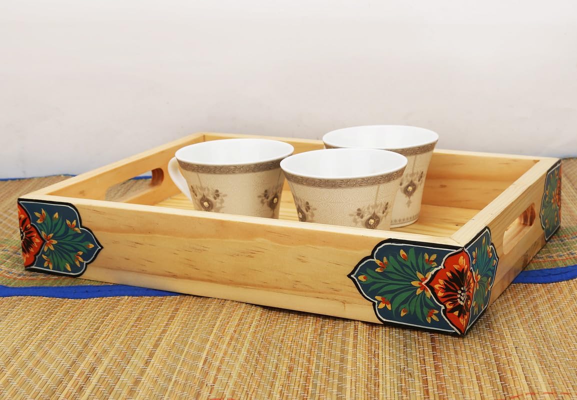 Amazon.com: Mango Wood Serving Tray with Handles – Decorative Serving ...