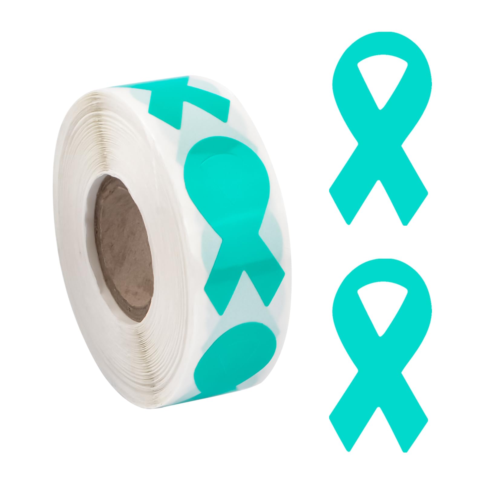WANDIC Teal and Green Ribbon Sticker, 500 Pcs Ribbon Awareness Stickers ...