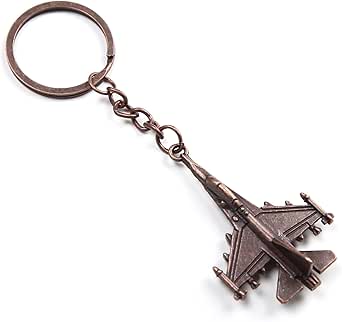 Keyrings Komonee Bronze Aeroplane Fighter Jet Key Chain Pilot Military ...