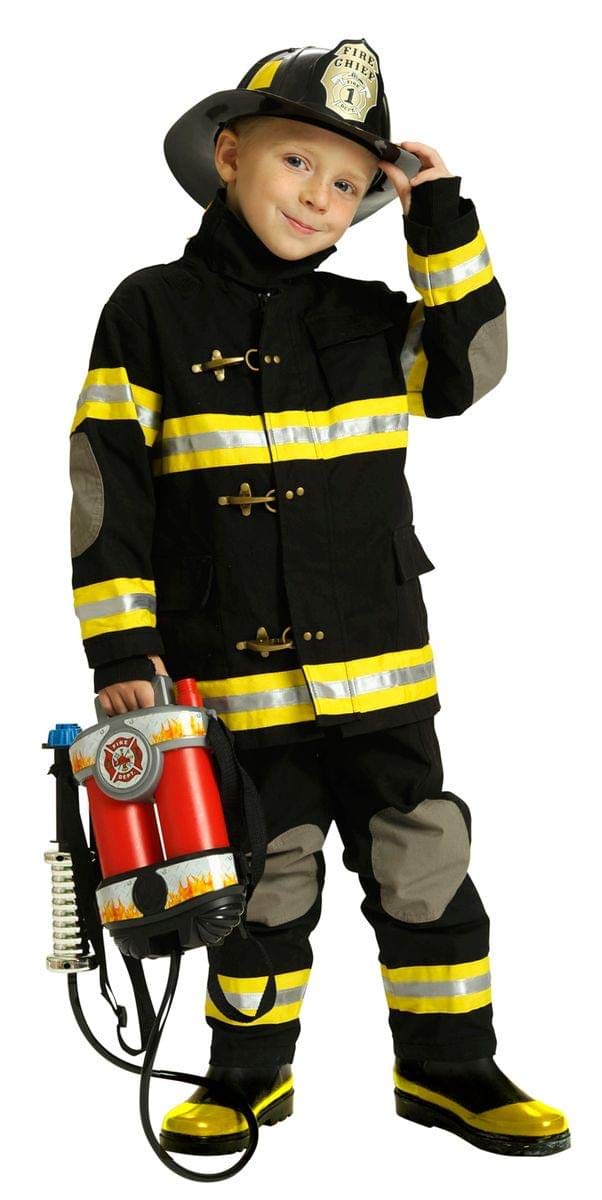 Amazon.com: Jr. Fire Fighter Suit with Helmet, Size 2/3 (Black) : Toys ...