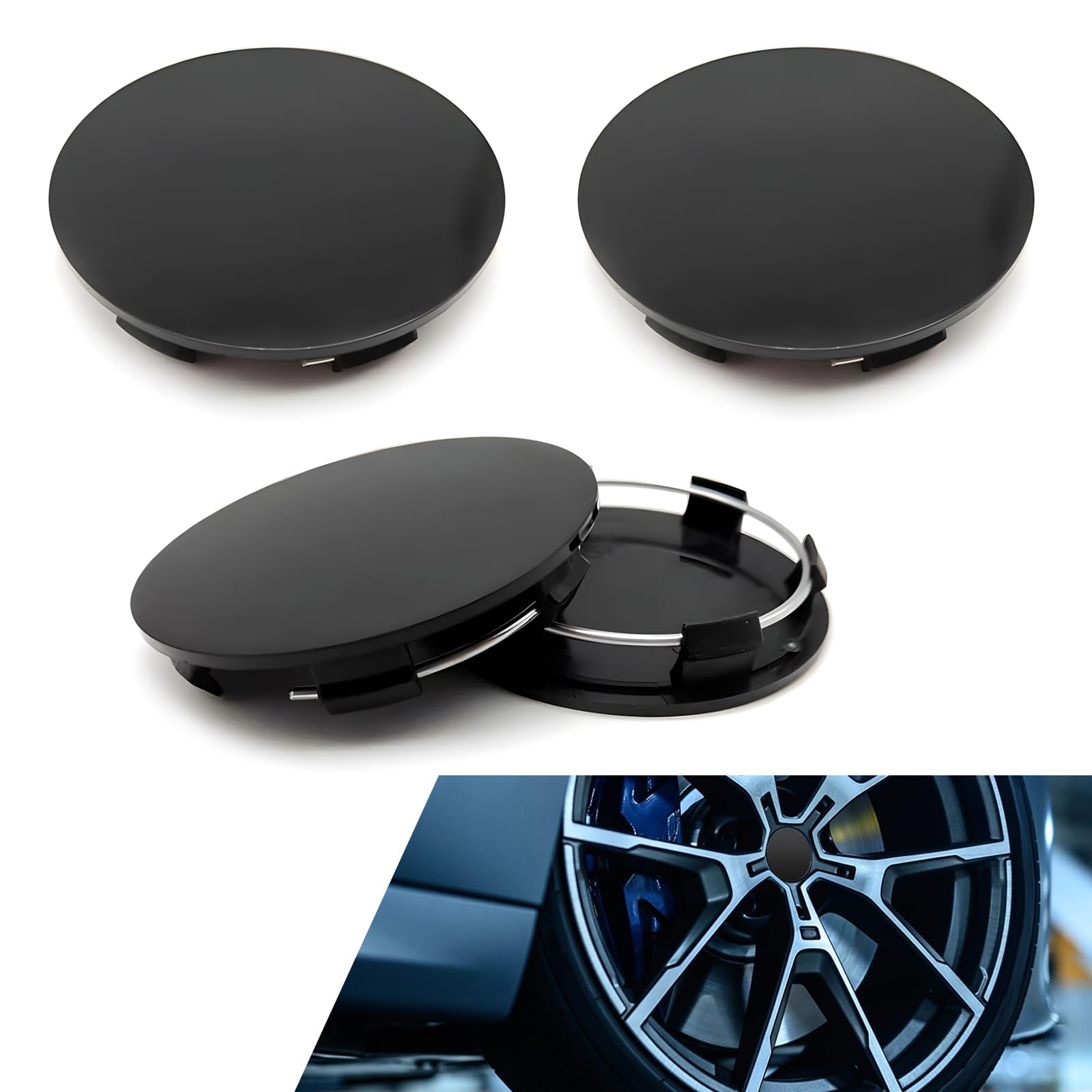 lekudo 4 PCS Car Tire Center Hub Cap, 2.36" x 0.57" ABS + Steel Rim ...