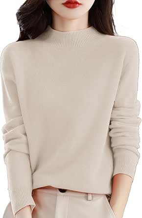 Turtleneck Sweater Women Long Sleeve Warm Soft Comfy Plain Dressy ...