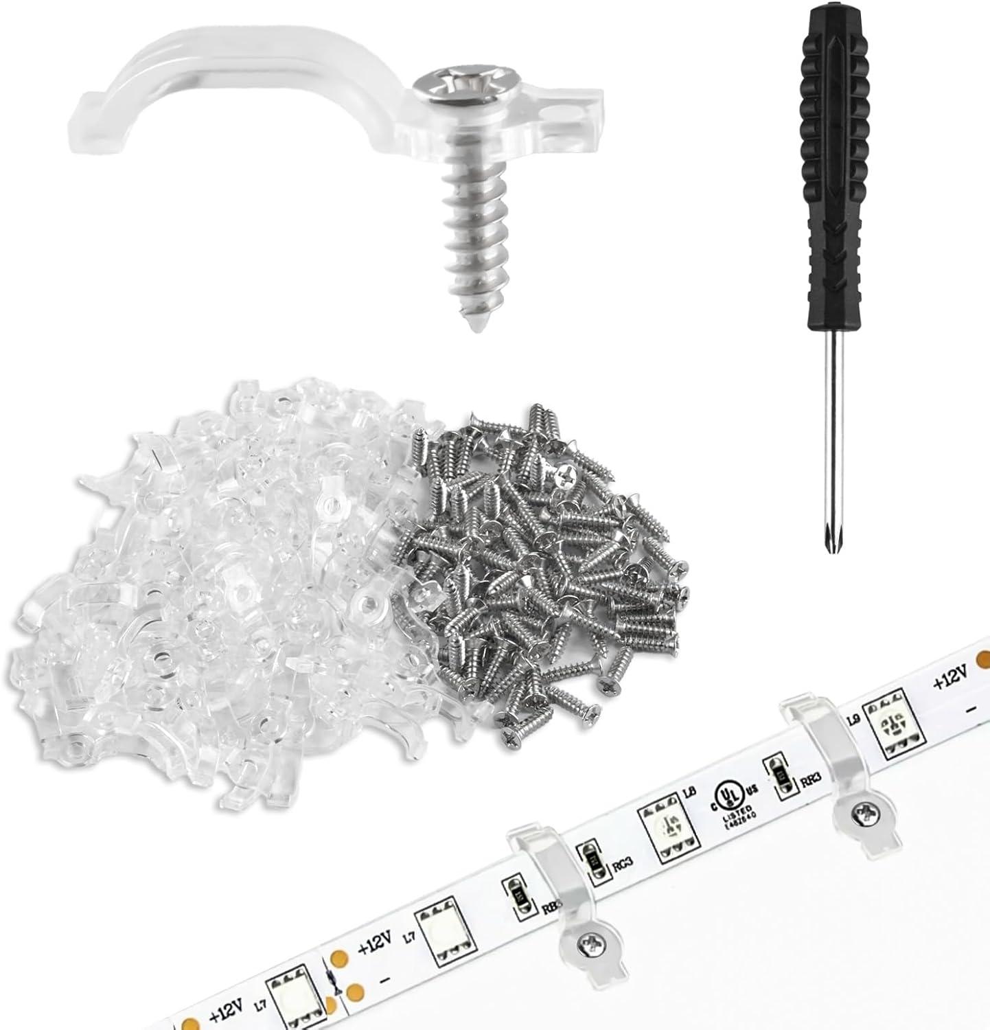 100 Pcs Strip Light Mounting Brackets, 10mm Outdoor LED Strip Light ...