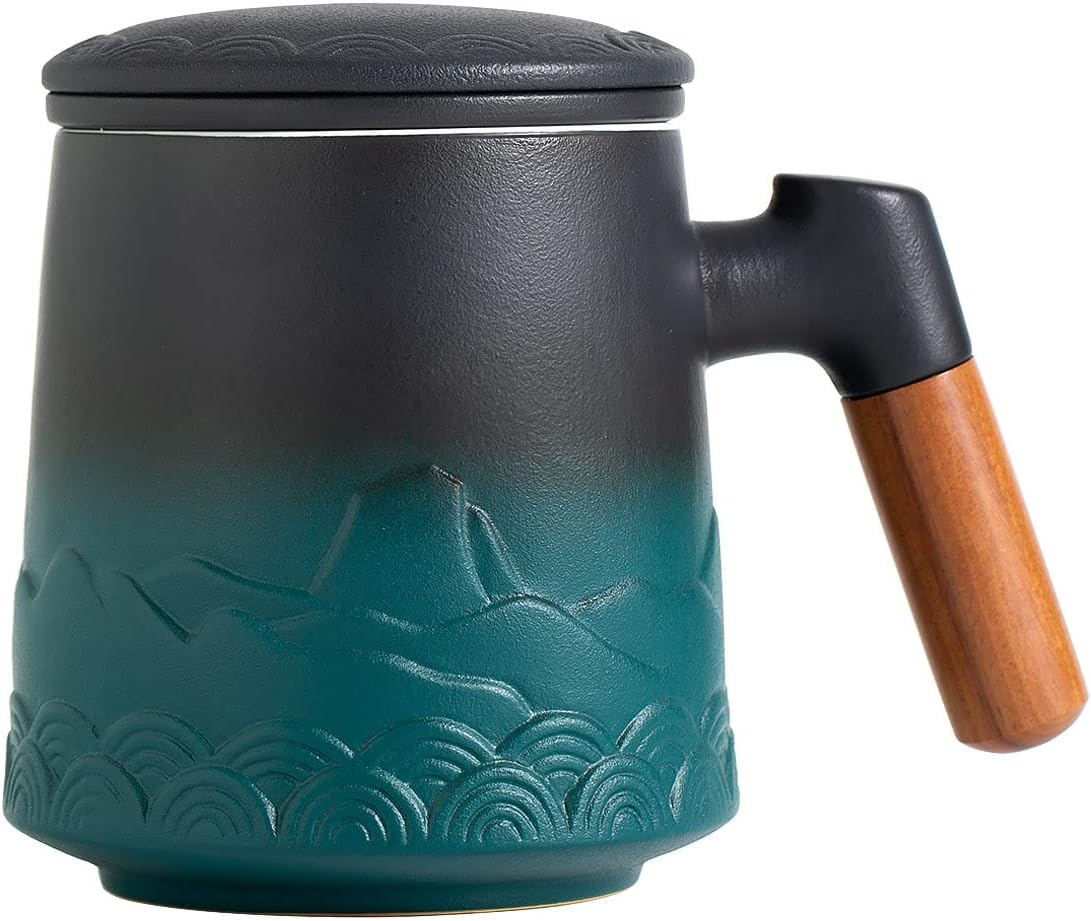 ZENS Teetasse mit Teesieb und Deckel, 500ml Große Gradienten Geprägtem ...