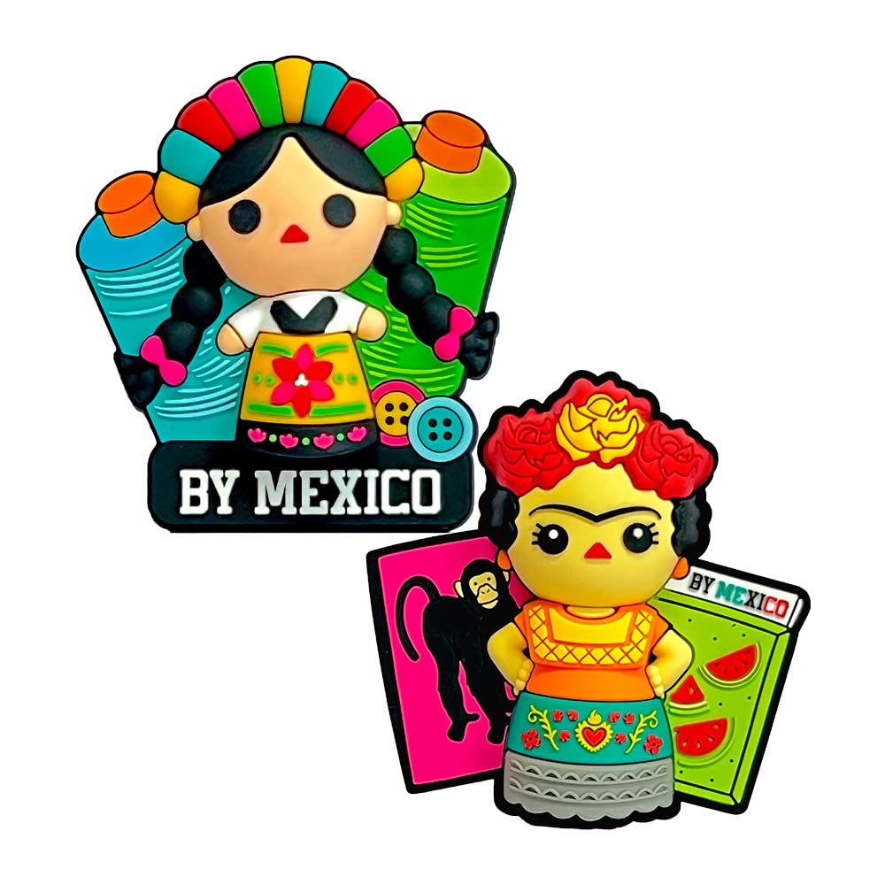 Imán Dúo Muñecas Juanita y Floreada By Mexico Pvc 2D y 3D Decoración ...