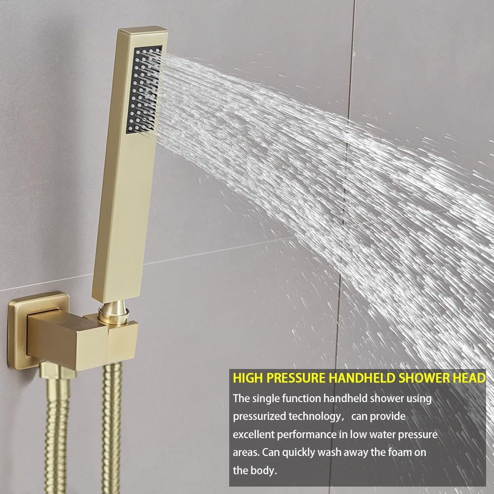 Snapklik.com : Heable Shower System Brushed Gold Bathroom 10 Inch Rain Shower Head Ceiling Mount