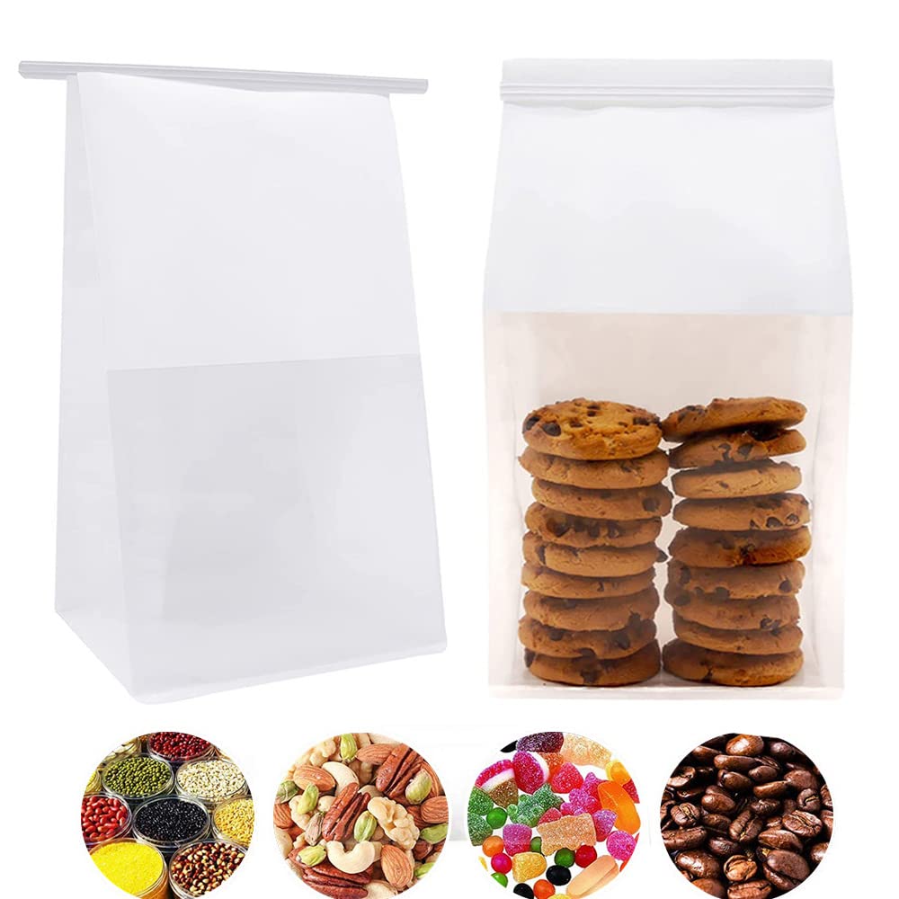 Buy 50 Pcs Bakery Bags with Window, Stand Up Food Bags, Cookie Bags for ...