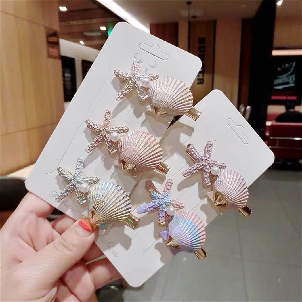 Amazon.com : 6 Pcs Starfish Hair Clips Sea Shell Hair Clip Princess ...
