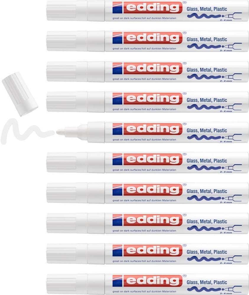 edding 751 Lackmarker - weiß - 10 Lackmarker - Rundspitze 1-2 mm ...