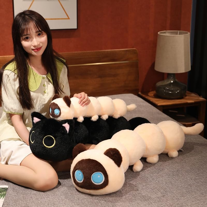Giant Plush Caterpillar Cat Doll Kawaii Big Eyes Cats Plush Toy Stuffed ...