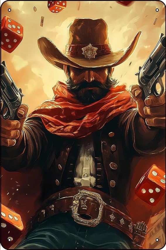 Amazon.com: Gunslinger Western Wearing a Poncho - 8x12 Inch Metal Tin ...