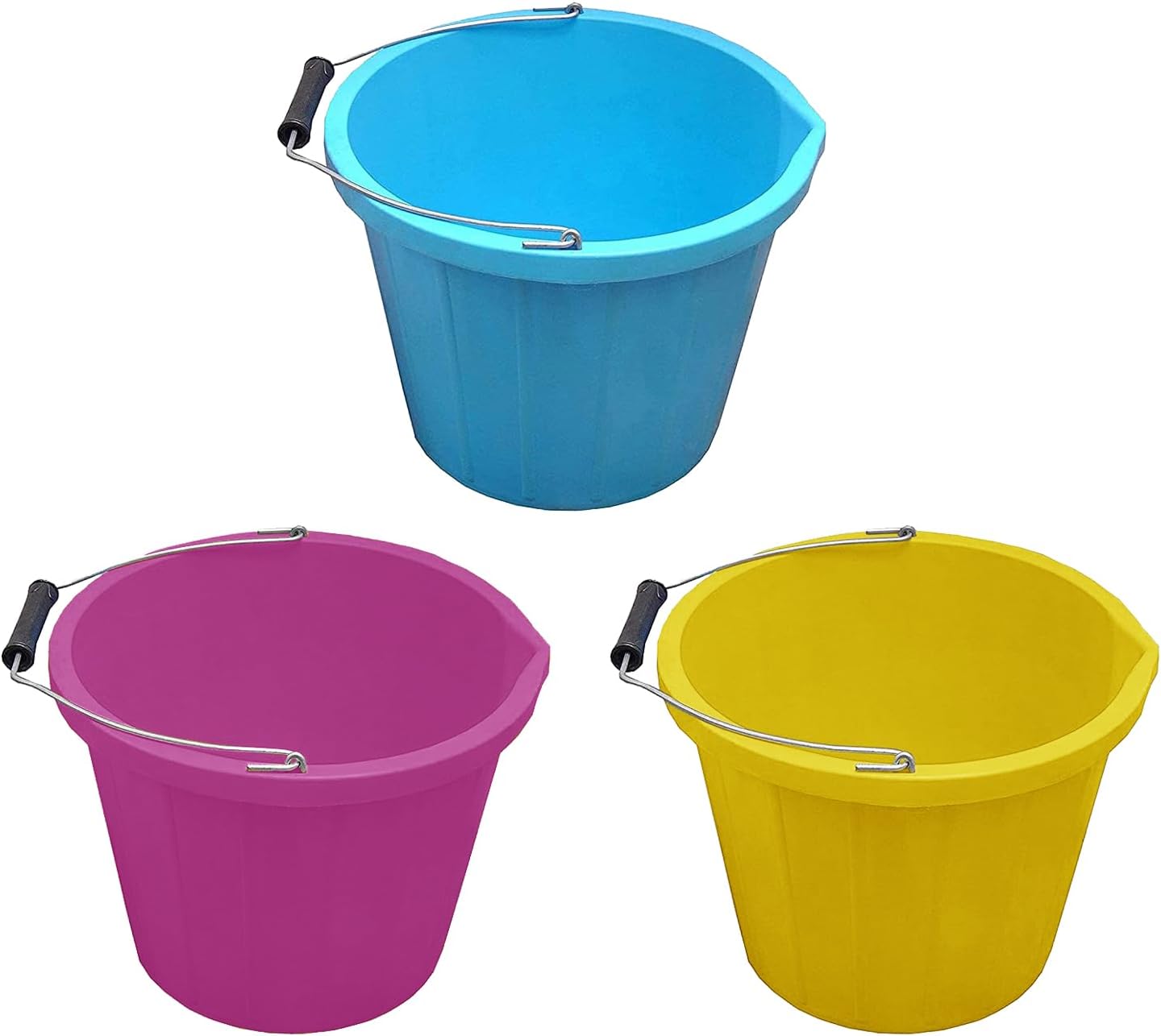 Set of 14 Litre Plastic Builders Buckets 3 Gallon Water Storage Cement ...