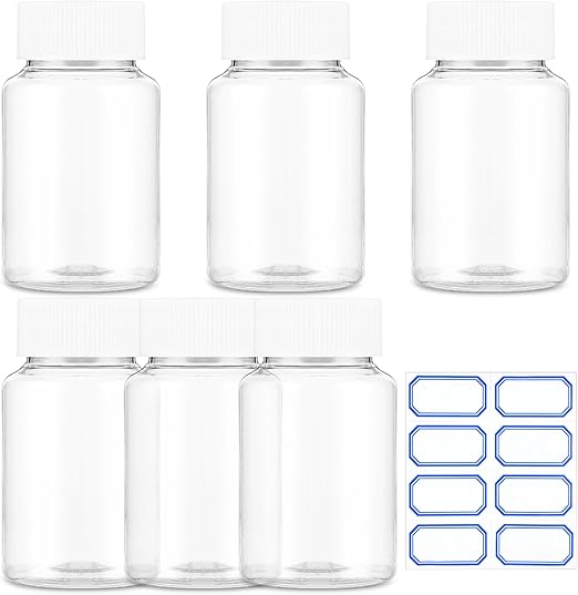 Sibba 6 Pcs Clear Pill Bottle 30ML Empty Medicine Organizers Container ...