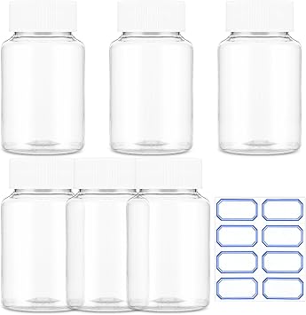 Sibba 6 Pcs Clear Pill Bottle 30ML Empty Medicine Organizers Container ...