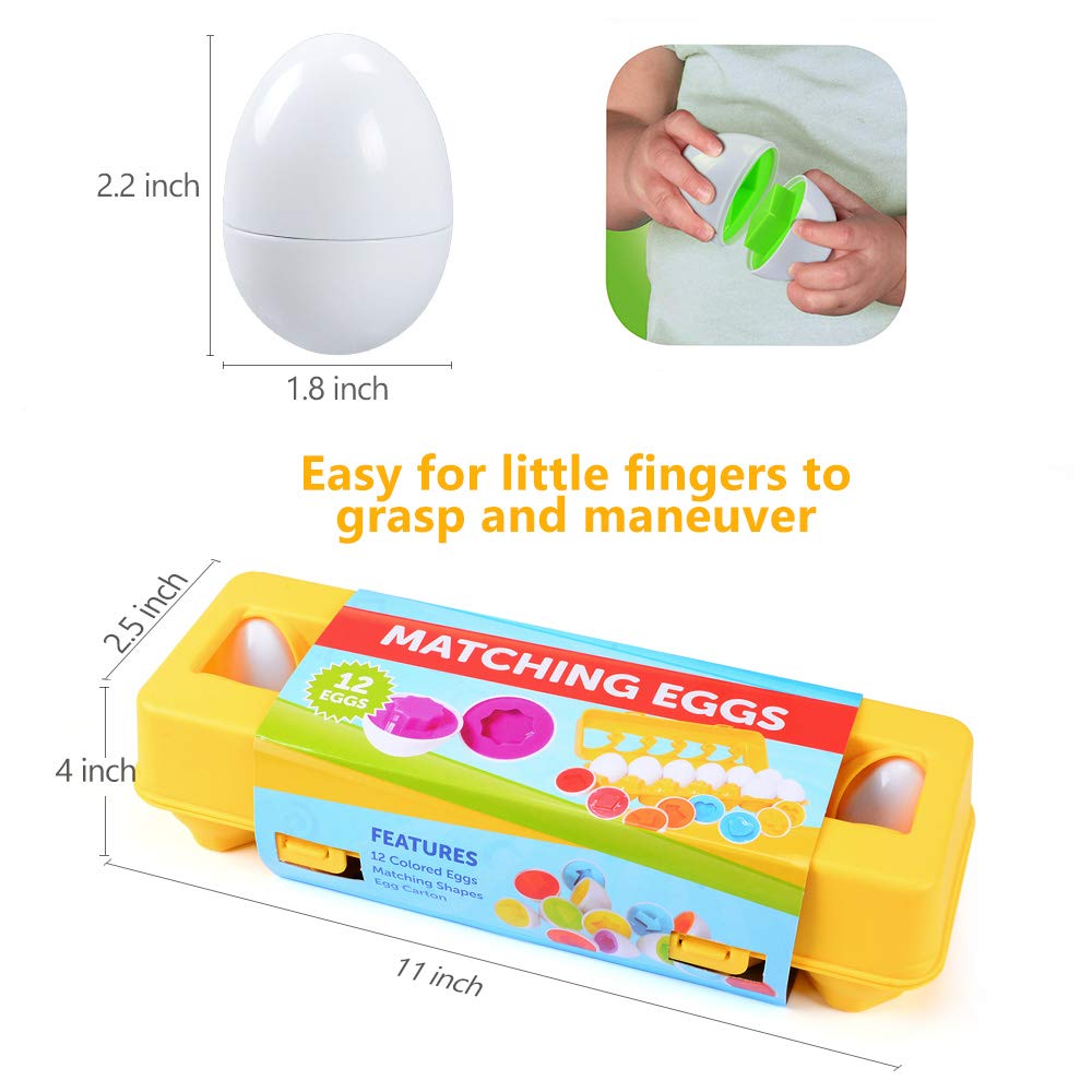 Miss Rachel Toys Magifire Matching Eggs Toy - 12 Shape & Color Learning ...
