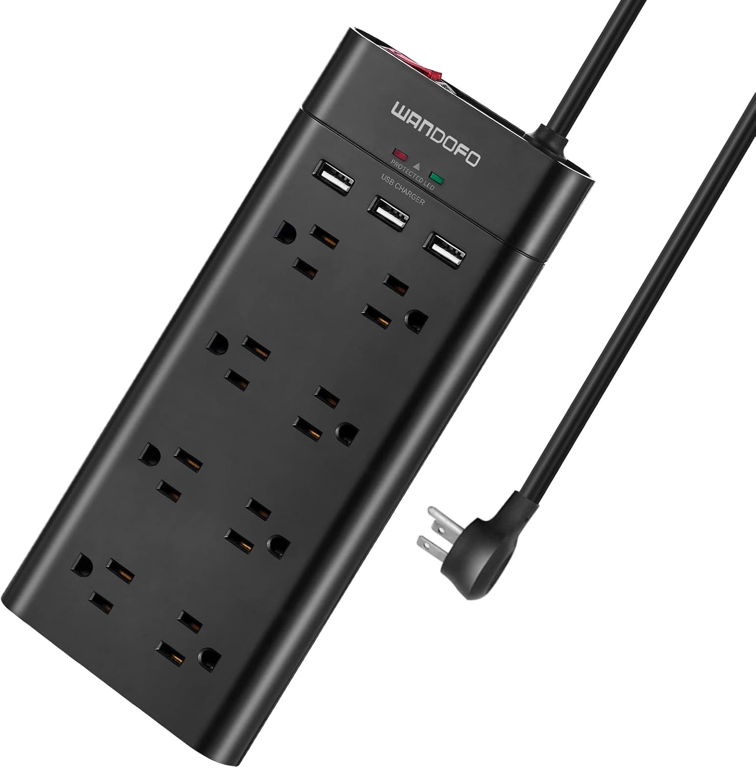 12Foot Extra Long Cord Power Strip Surge Protector, Kungear 8-Outlet ...