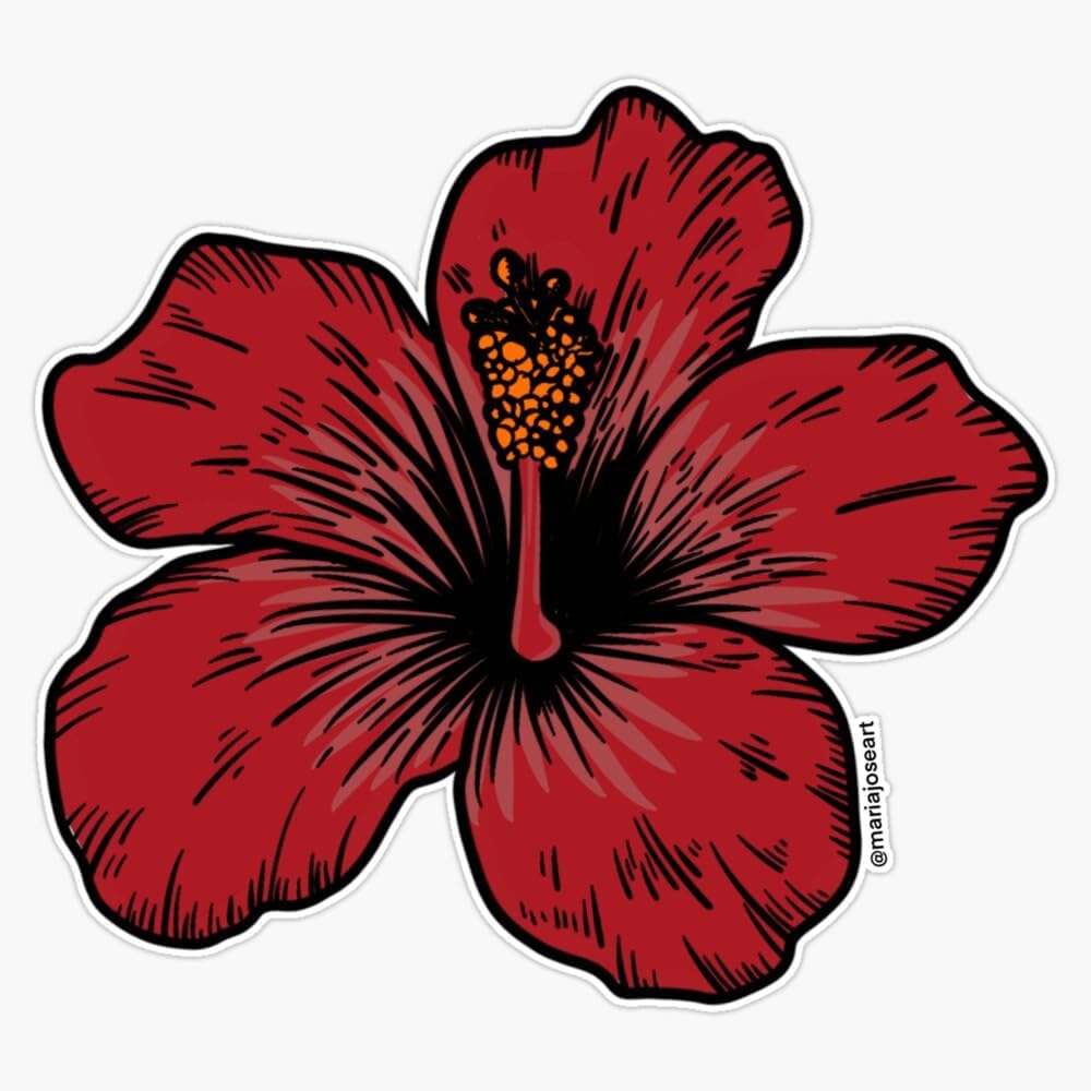 Amazon.com: Hibiscus Flower Sticker Vinyl Waterproof Sticker Decal Car ...