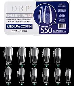 Tips Soft gel OBP, tips completos (Blanca, Medium coffin) : Amazon.com ...