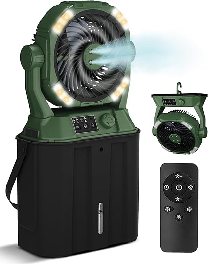 Amazon.com: Portable Misting Fan with 7L Bucket, 9-inch 26800mAh ...