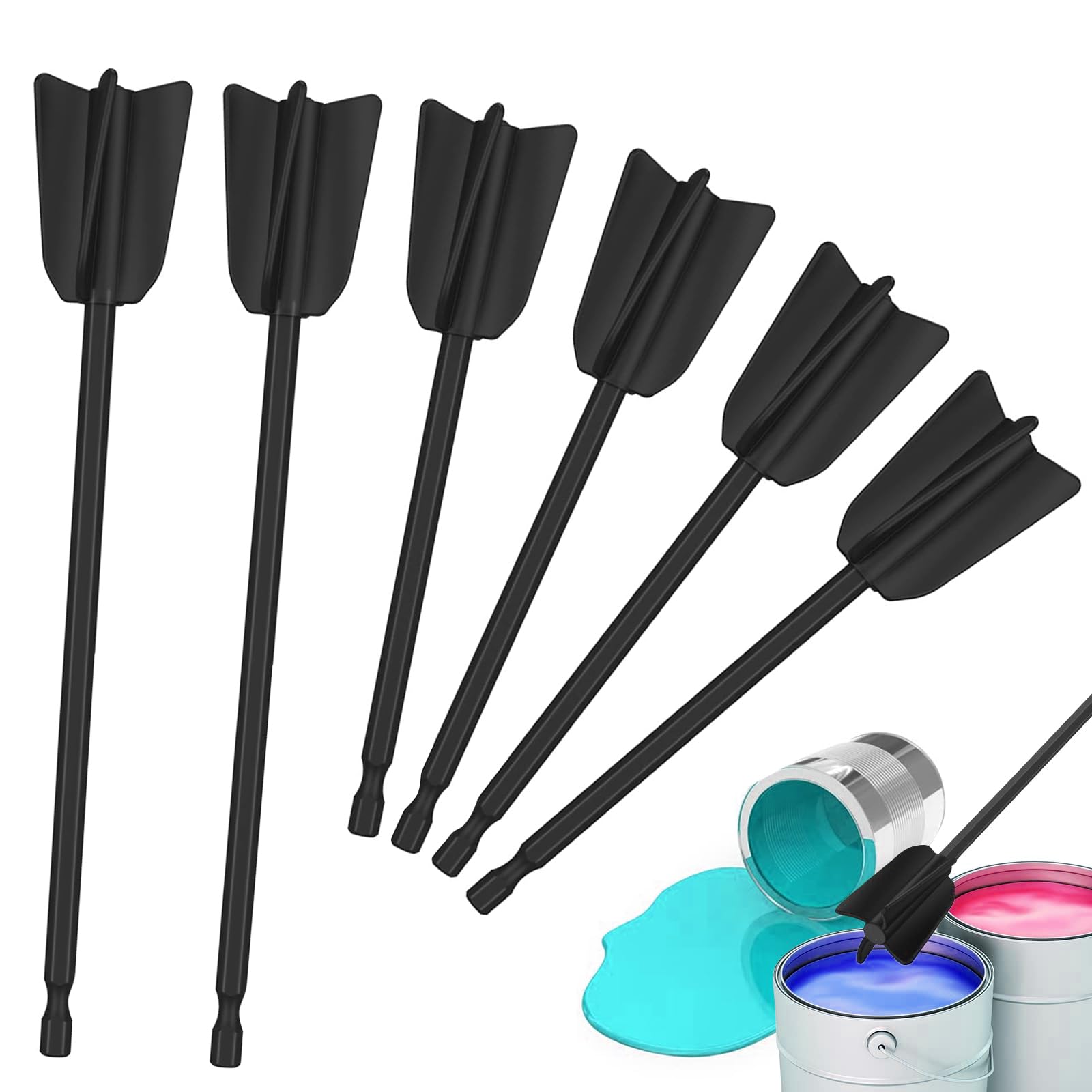 Epoxy Mixer Attachment,Set of 6 Drill Reusable Plastic Paint Mixer ...