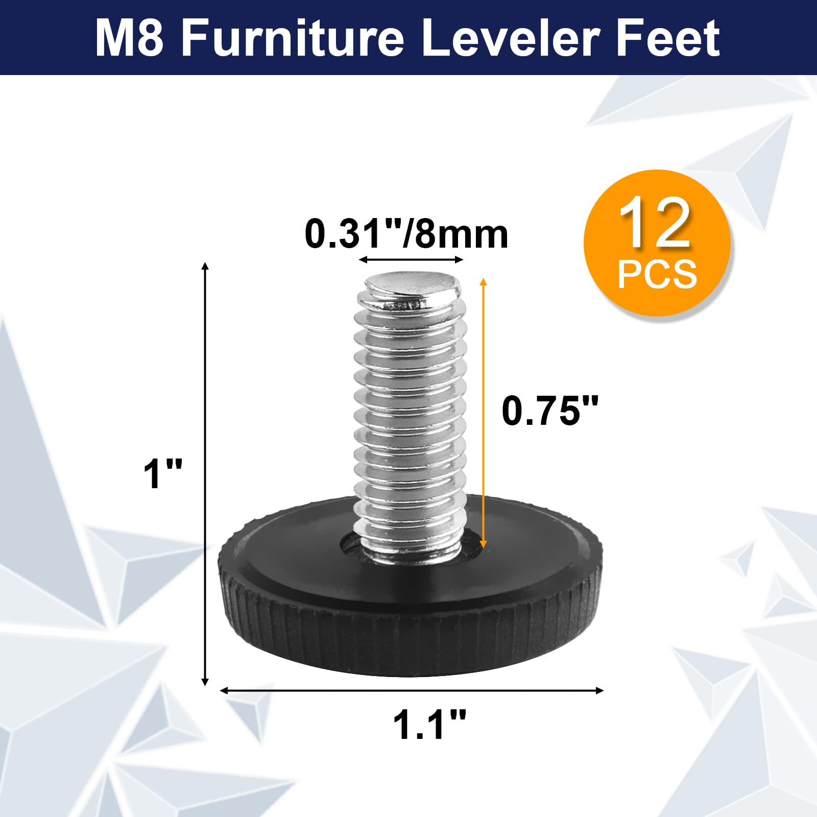 Snapklik.com : M8 Thread Levelers, 12 PCS Adjustable Furniture Feet ...