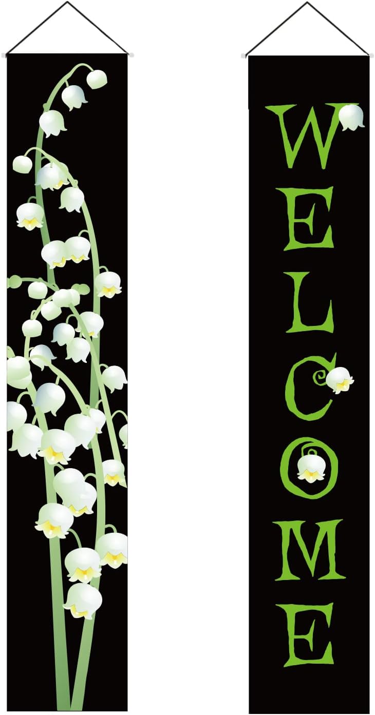 Amazon.com: Seasonal Front Door Banner Spring Lily of the Valley Floral ...