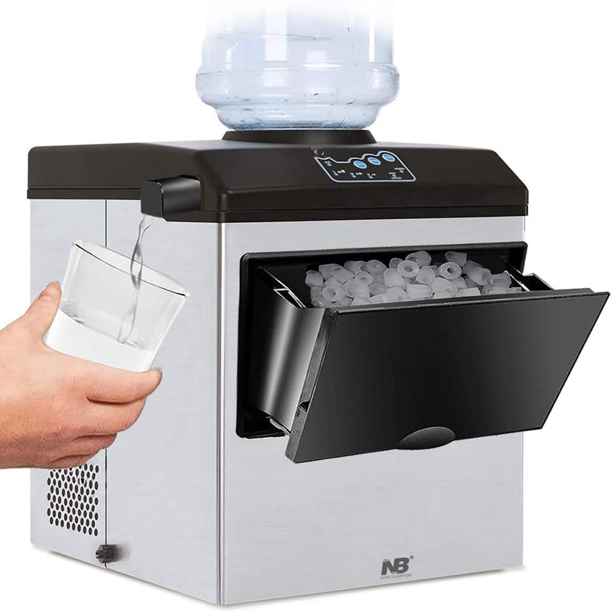 2 in 1 Ice Maker Machine with Cold Water Dispenser, 12pcs S/M/L Size ...