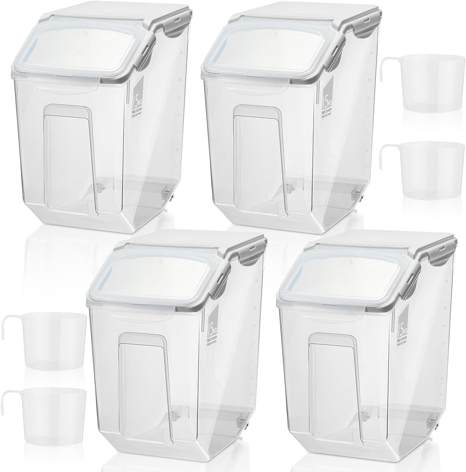 Amazon.com: Grain Rice Storage Bin Food Containers Set Leak Proof ...
