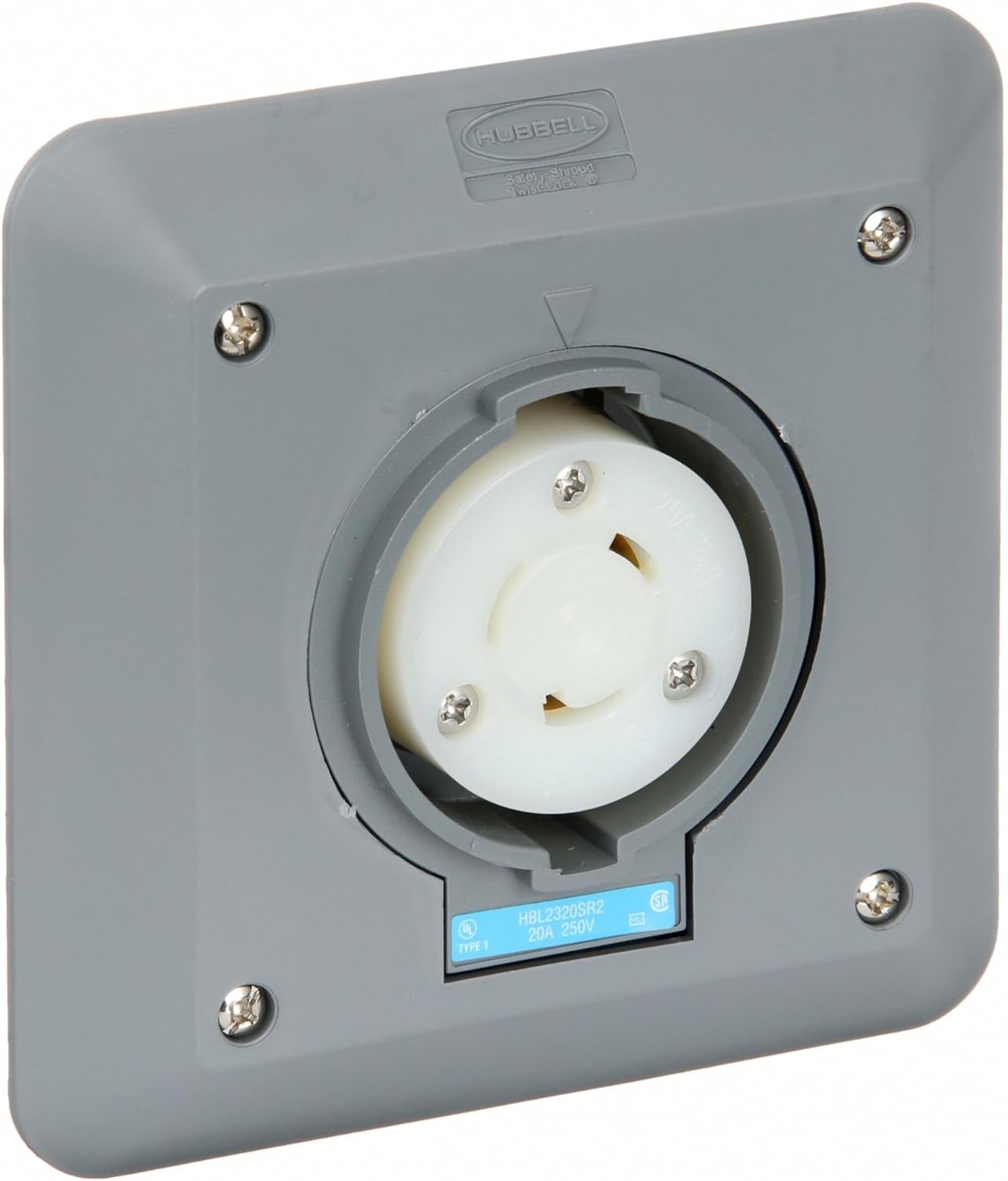 Amazon.com: Locking Receptacle: L6-20R, 20 A, 250V AC, Gray, 2 Poles ...