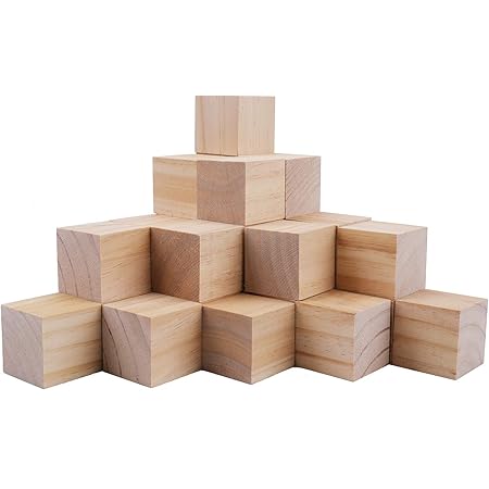 Amazon.com: BUYGOO 30Pcs 2 inch Wooden Cubes Unfinished Wood Blocks for ...