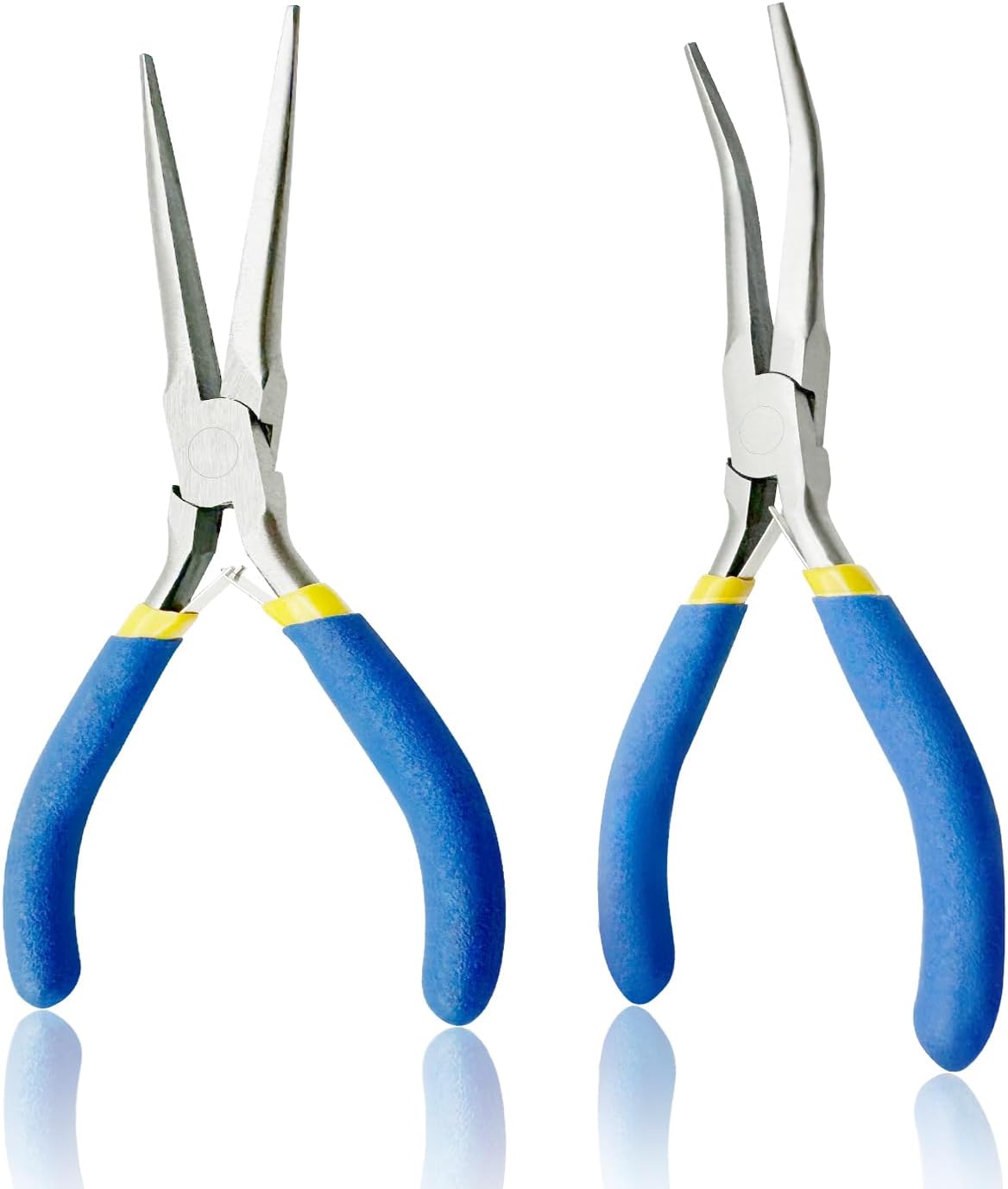 MaxoPro Premium 6 Inch Mini Needle Nose Pliers Set - 2 PCs Bent and ...