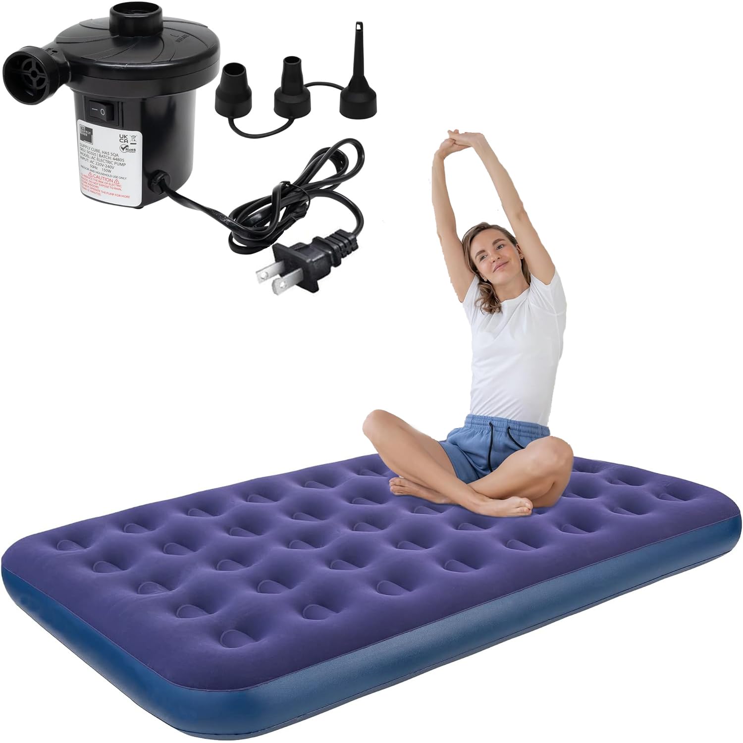 MCSWKEY Colchón de Aire Inflable, 195x150x22cm Colchón de Aire Inflable ...