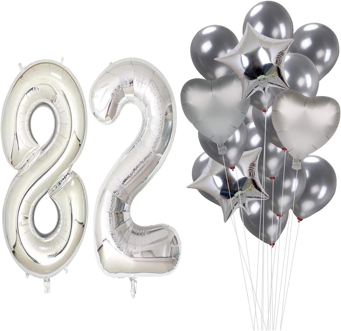 Amazon.com: MAGJUCHE 40 Inch Silver 82th Birthday Helium Jumbo Digital ...