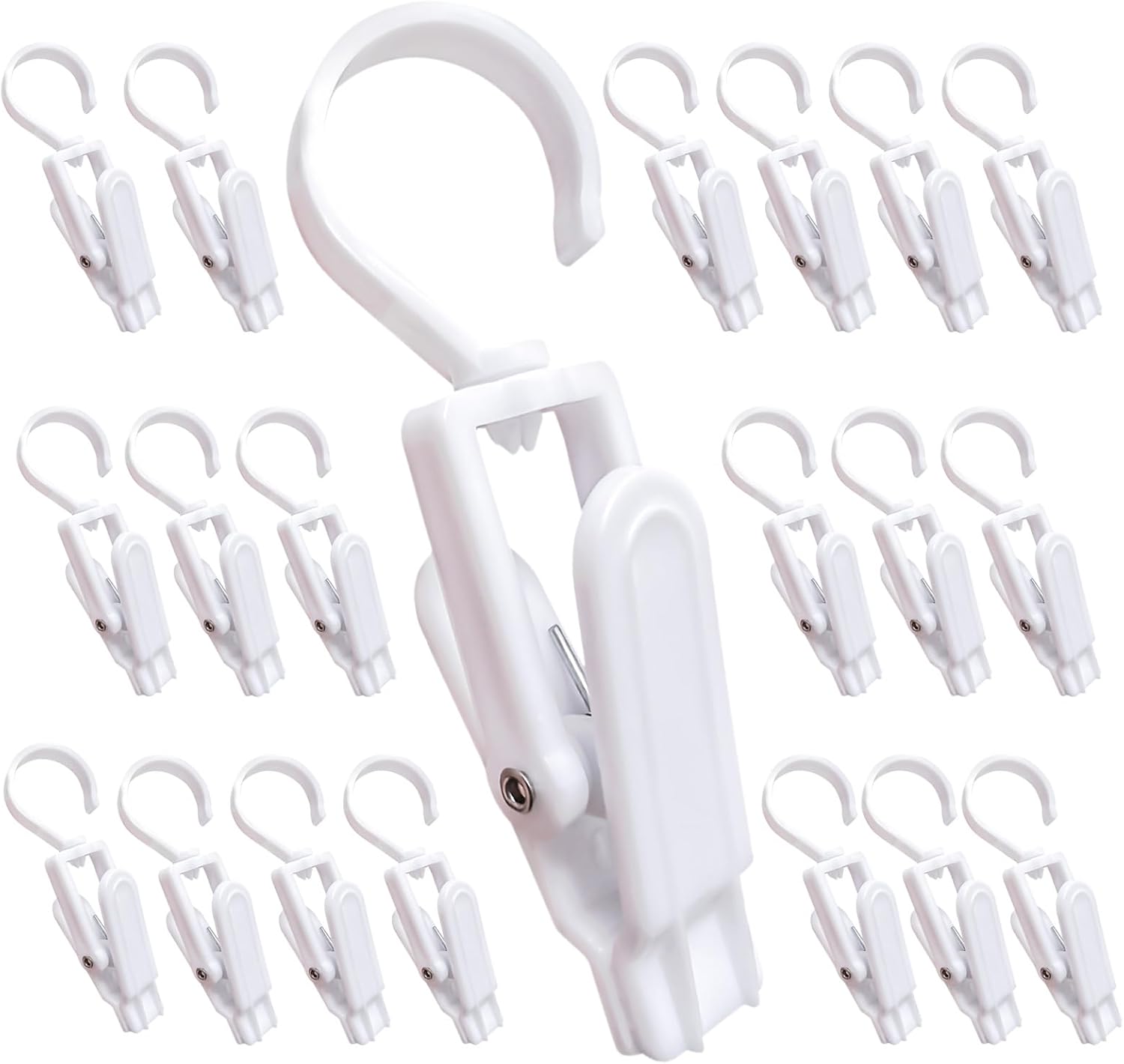 Amazon.com: 20 Pcs Plastic Swivel Hanging Hooks, Curtain Clips, Clothes ...